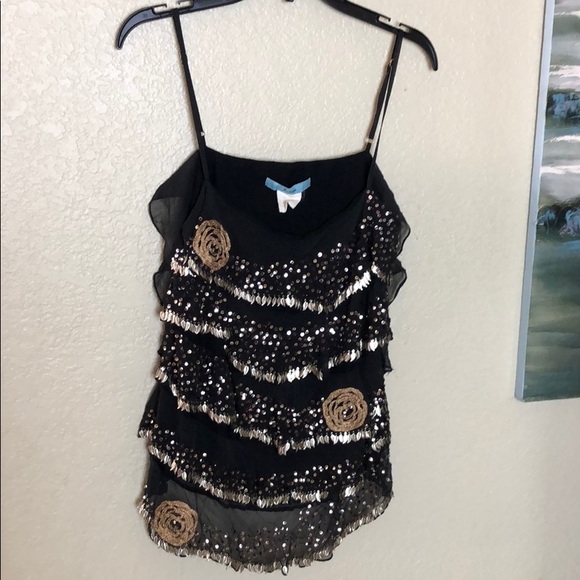 Marciano | Tops | Marciano Silk Tank With Leaf Charm Trim | Poshmark